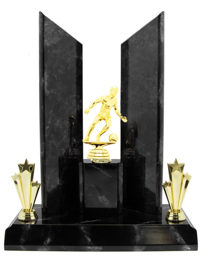Soccer Timber Trophy (Black Marble Look) - Above All Trophies